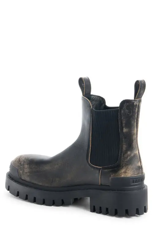 Balenciaga Strike Chelsea Boot - Black/beige/white Logo