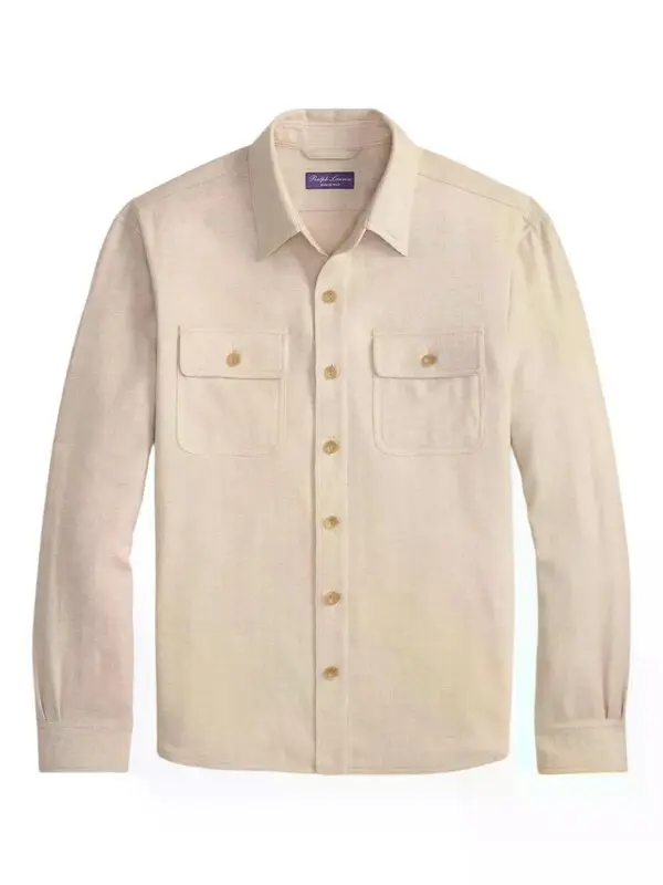 Ralph Lauren Purple Label Herringbone Pocket Shirt - Neutrals