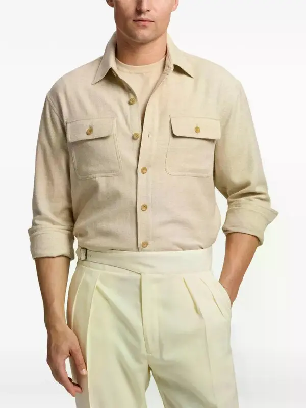 Ralph Lauren Purple Label Herringbone Pocket Shirt - Neutrals