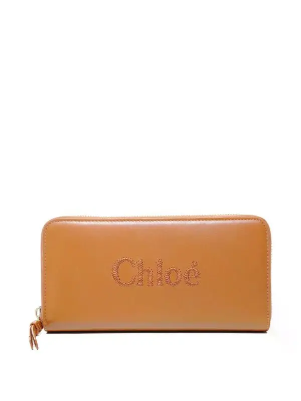 Chloé 2015-2025 Logo-embroidery Leather Wallet - Brown