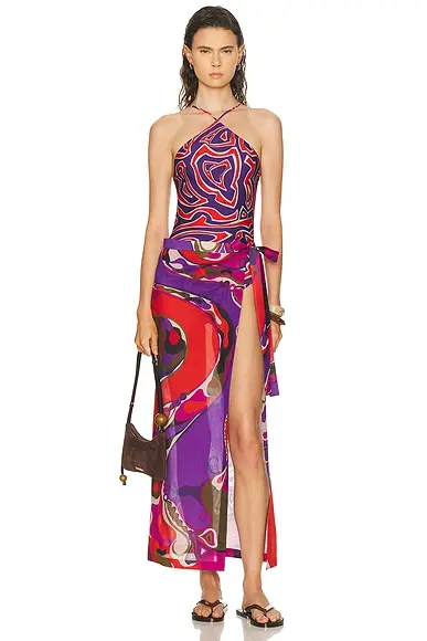 Emilio Pucci Graphic Print One Piece Swimsuit