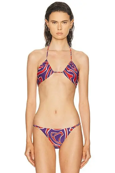 Emilio Pucci Bra Bikini Top In Geometric Print - Multicolor