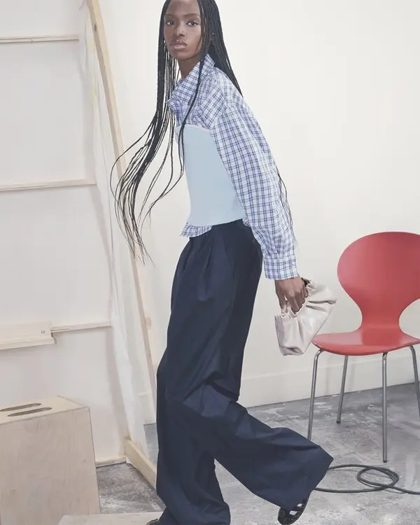 Maje High-rise Wide-leg Pinstriped Trousers