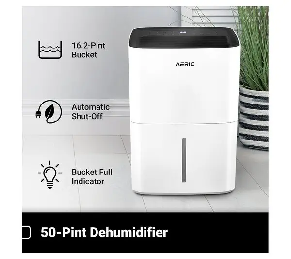 AERIC 50-pint Portable Dehumidifier With Pump & Drain