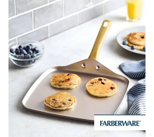 FARBERWARE Radiant Nonstick Square 11' Griddle Pan, Champagne