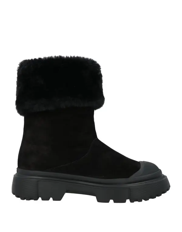 Hogan Leather Suede Ankle Boots With Shearling Lining
