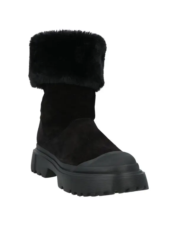 Hogan Leather Suede Ankle Boots With Shearling Lining
