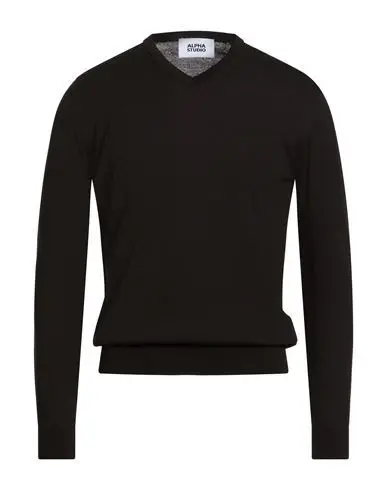 Alpha Studio Knitted V-neck Sweater - Black