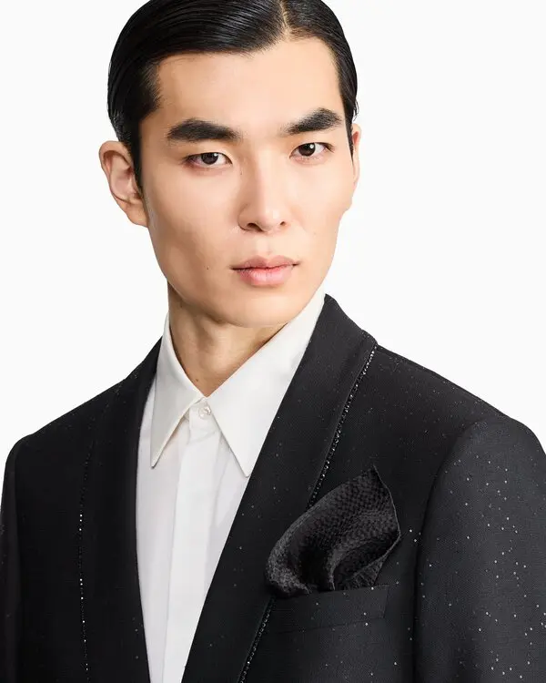 Giorgio Armani Hammered Silk Satin Pocket Square