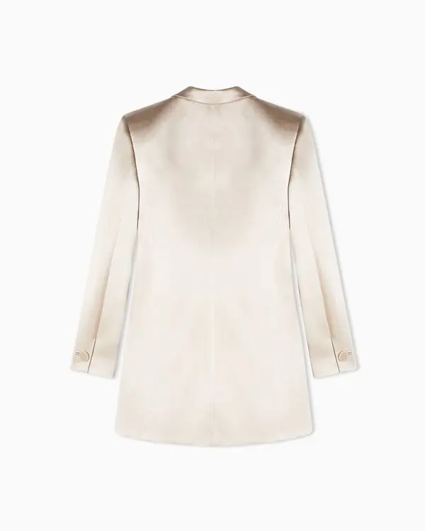Giorgio Armani Silk Satin Double-breasted Jacket - Beige