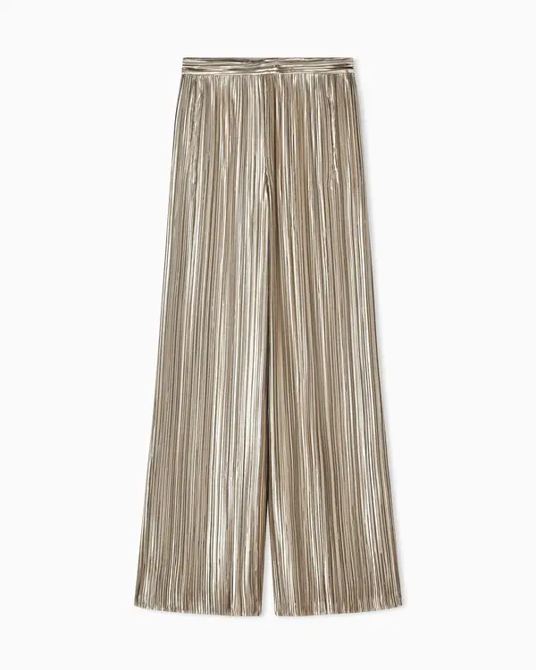 Giorgio Armani Pleated Satin Trousers - Beige