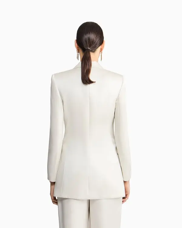 Giorgio Armani Single-breasted Silk Satin Jacket - White