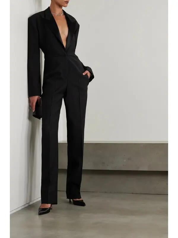 Stella McCartney Satin-trimmed Wool Jumpsuit