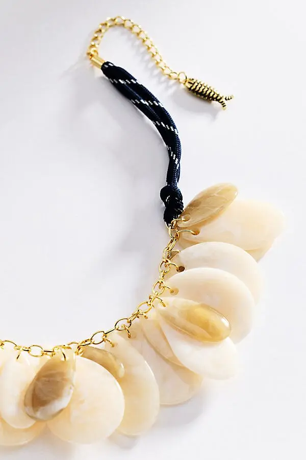Anthropologie Resin Cord Statement Necklace - Gold