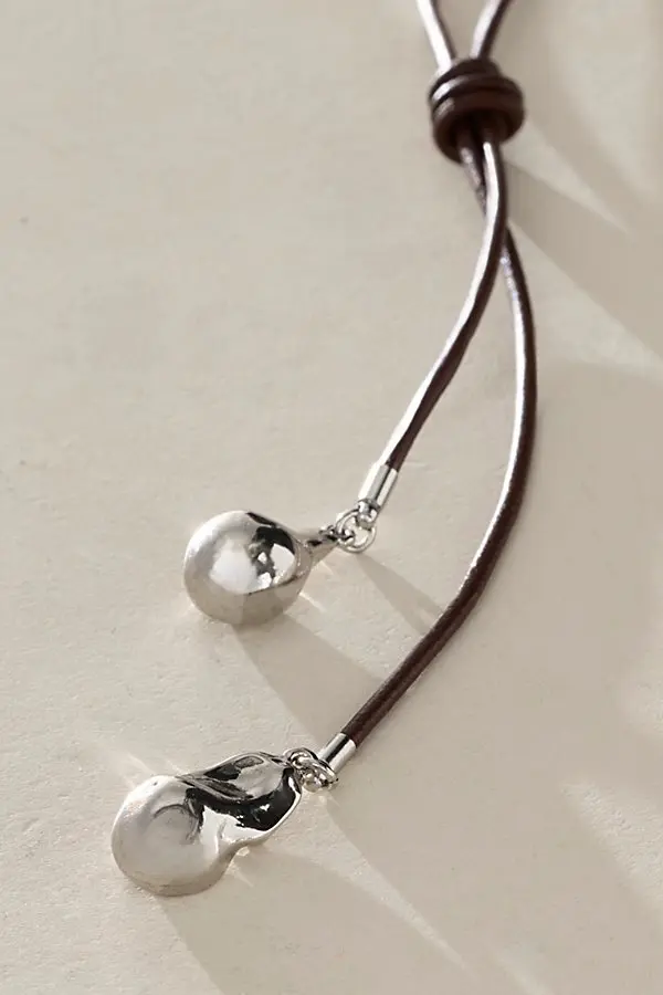 Free People Laken Corded Lariat Necklace - Chocolate/silver