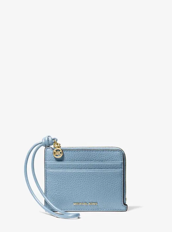 Michael Kors Jet Set Small Pebbled Leather Card Case Wristlet In By - Blue