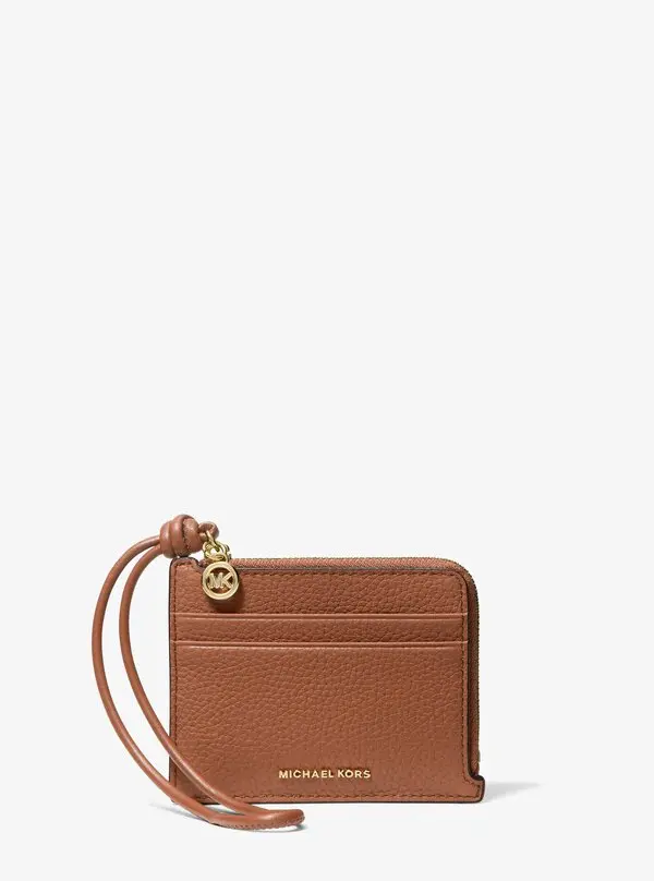Michael Kors Jet Set Small Pebbled Leather Card Case Wristlet In By - Brown