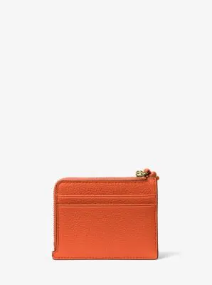 Michael Kors Jet Set Small Pebbled Leather Card Case Wristlet - Orange