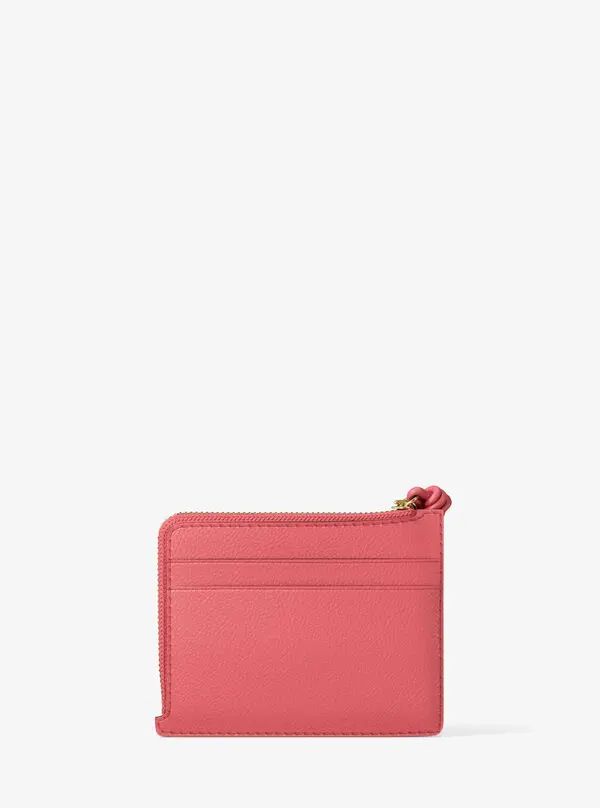 Michael Kors Jet Set Small Pebbled Leather Card Case Wristlet In By - Pink
