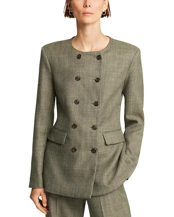 ARGENT Double Breasted Crewneck Blazer - Ash
