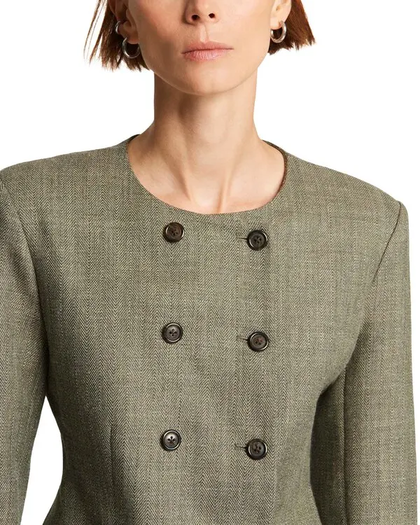 ARGENT Double Breasted Crewneck Blazer - Ash