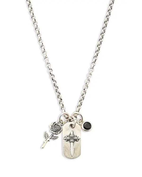 SERGE DENIMES Triple Charm Pendant Necklace - Silver