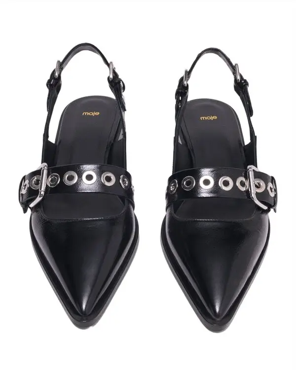 Maje Leather Slingback Flats