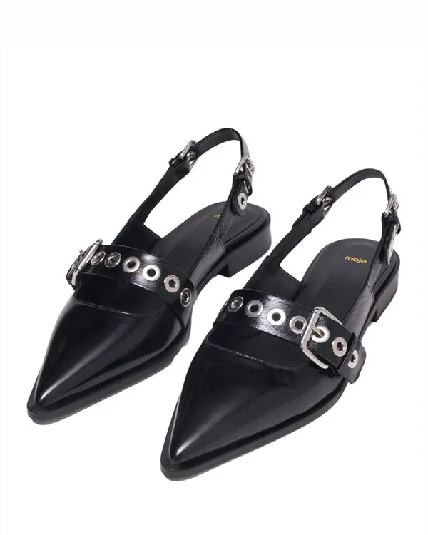Maje Leather Slingback Flats