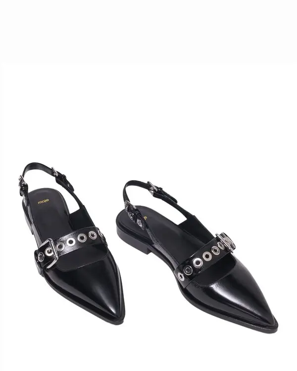 Maje Leather Slingback Flats