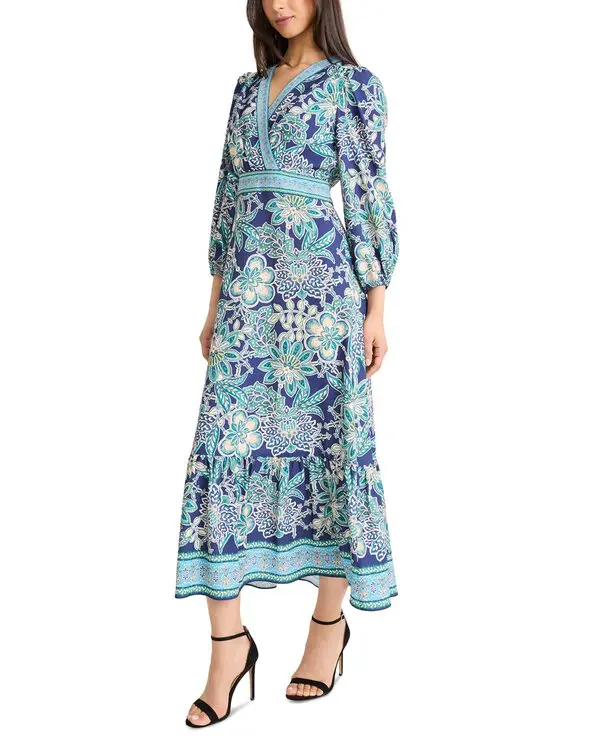Maggy London V-neck Balloon Sleeve Dress