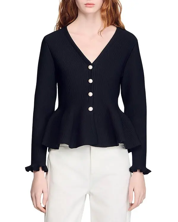 Sandro Peplum Cardigan Sweater
