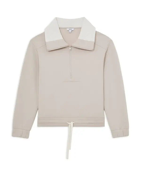 REISS Laney Half Zip Sweatshirt - Stone Neutral