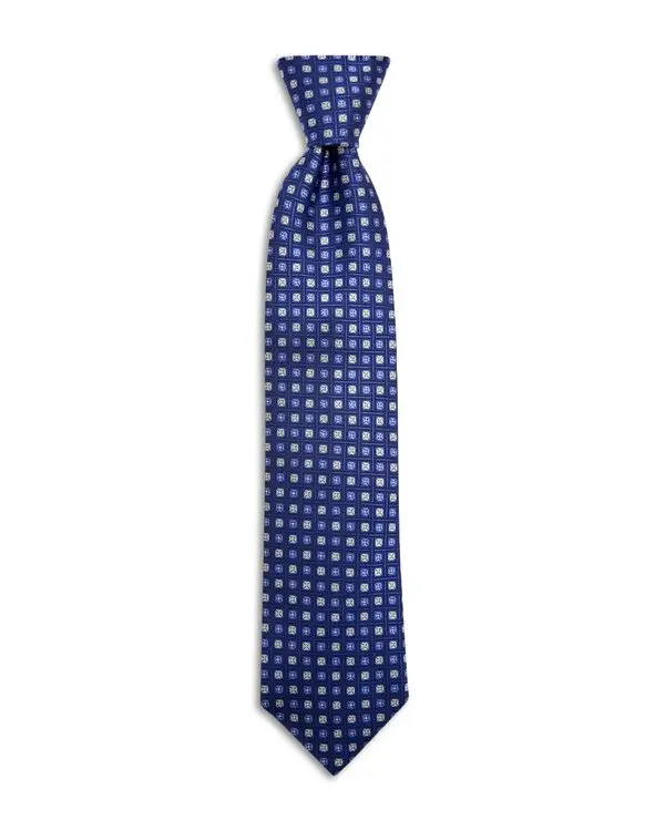 Canali Silk Geometric Box Tie - Blue