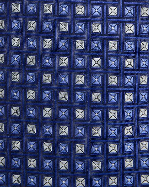 Canali Silk Geometric Box Tie - Blue