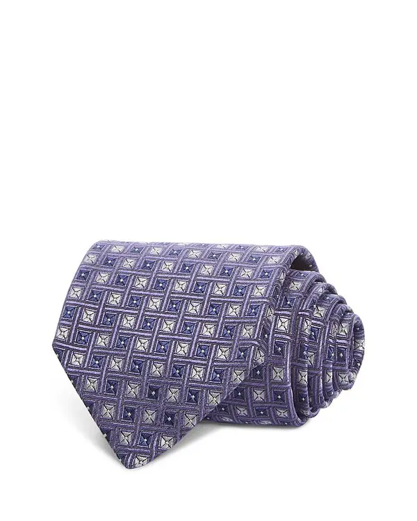 Canali Silk Geometric Box Tie - Lavender