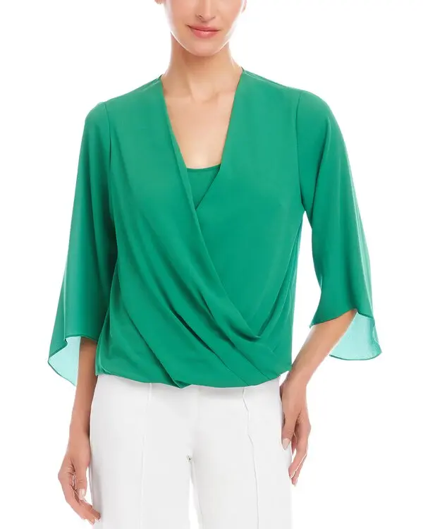 Karen Kane Draped Crossover Top - Key Lime
