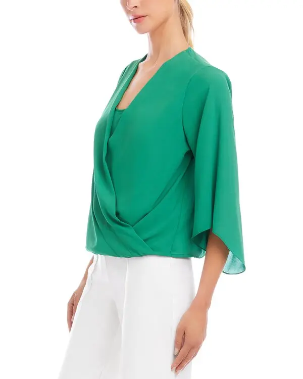 Karen Kane Draped Crossover Top - Key Lime