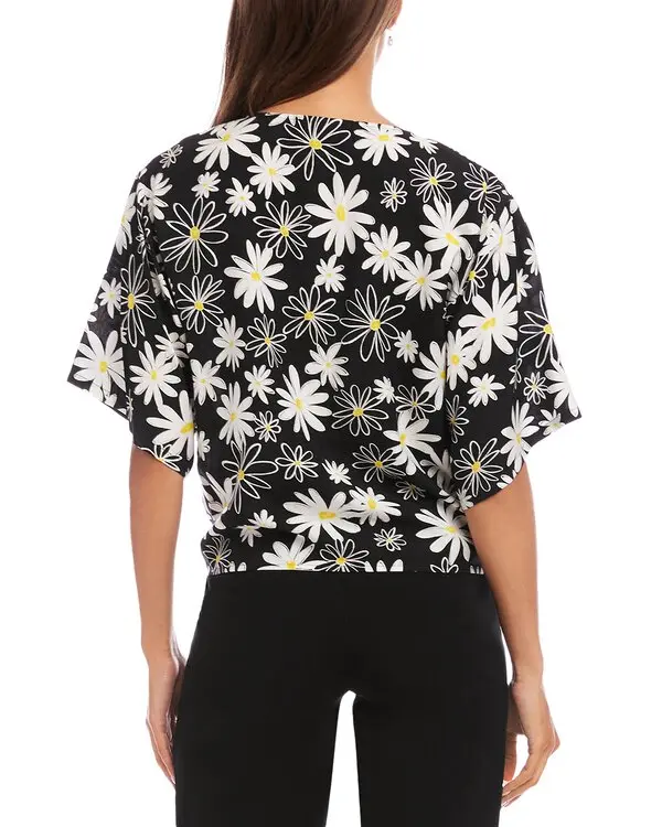 Karen Kane Flutter Sleeve Tie Front Top