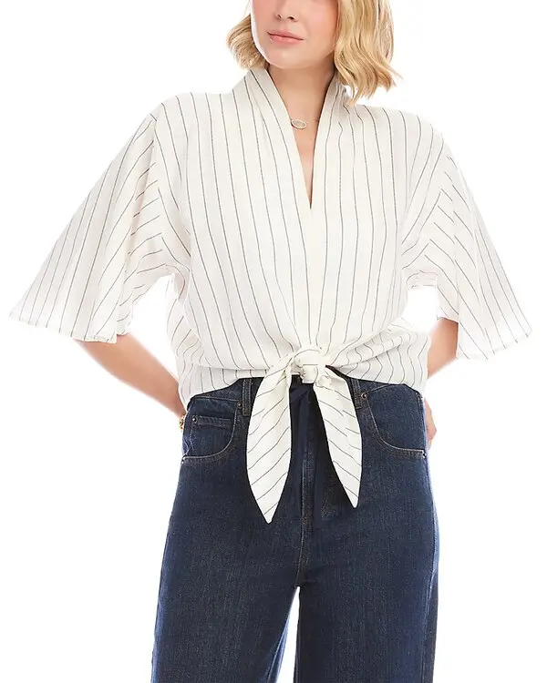 Karen Kane Flutter Sleeve Tie Front Top