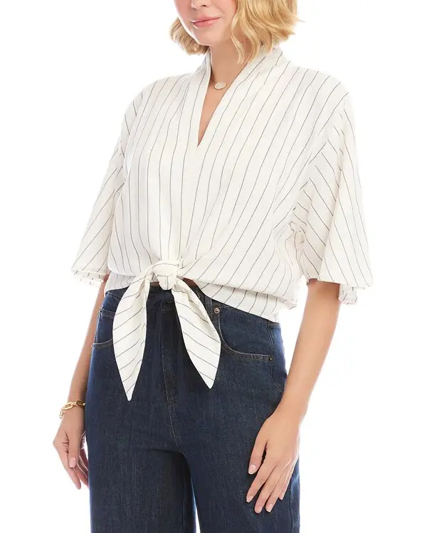 Karen Kane Flutter Sleeve Tie Front Top