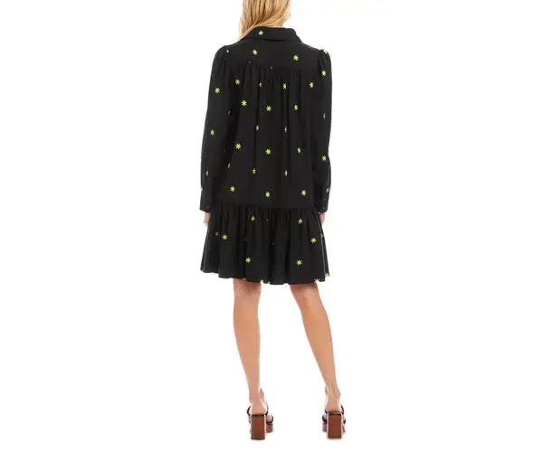 Karen Kane Long Sleeve Embroidered Ruffle Hem Dress In Black - 20% Off |  Editorialist