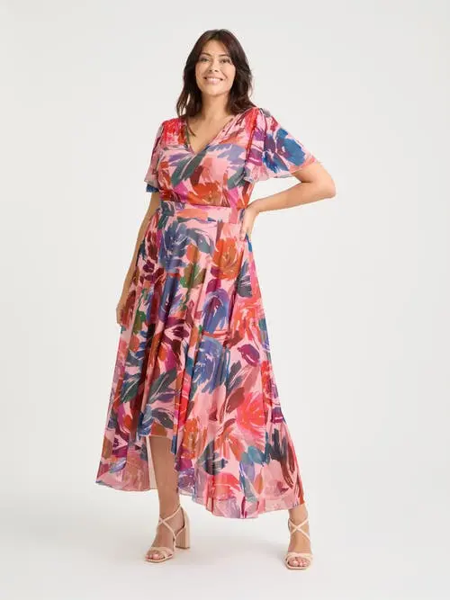 SCARLETT & JO Tilly Floral Sweetheart Hi-lo Dress - Peach Multi