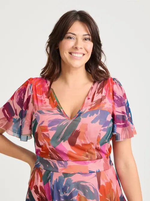 SCARLETT & JO Tilly Floral Sweetheart Hi-lo Dress - Peach Multi
