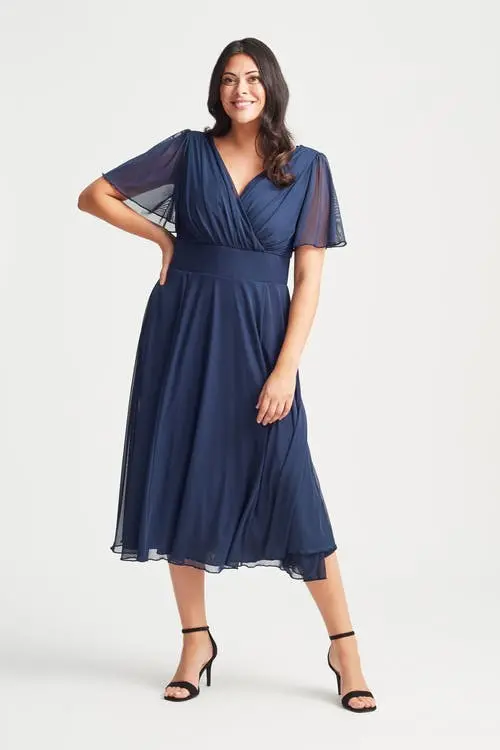 SCARLETT & JO Victoria Angel Sleeve Midi Dress