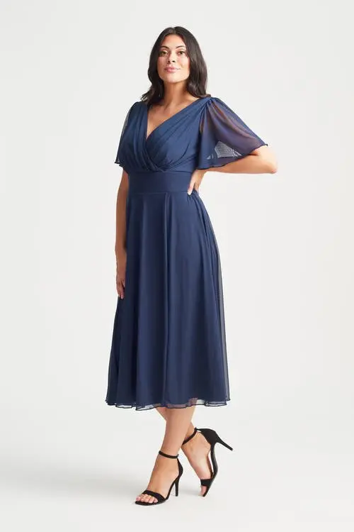 SCARLETT & JO Victoria Angel Sleeve Midi Dress