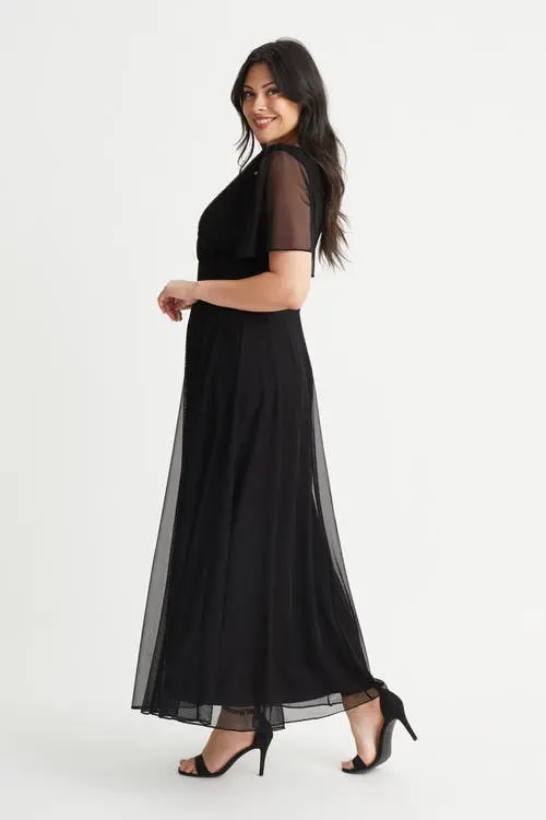 SCARLETT & JO Isabelle Angel Sleeve Maxi Dress - Solid Black