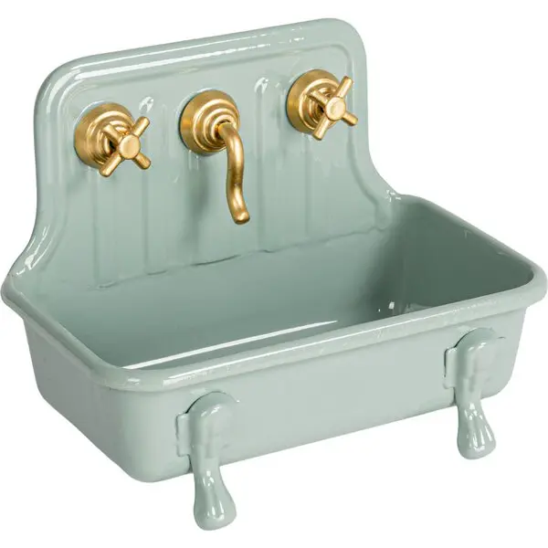 STORIED HOME Vintage-inspired Metal Sink Soap Dish With Faucet Design - Grey