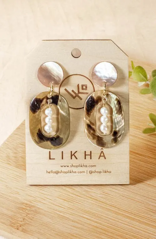 Likhâ Mother-of-pearl And Pearl Dangle Earrings - Brown
