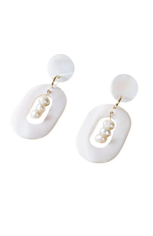 LIKHA Mother-of-pearl And Pearl Dangle Earrings - White