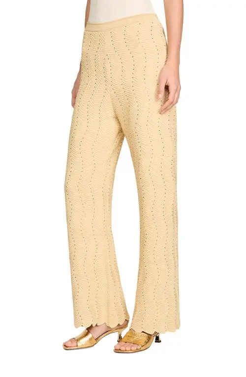 Sandro Rhinestone Knit Trousers - Gold